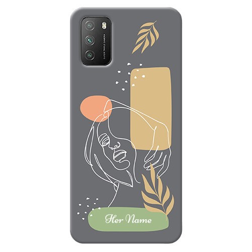 Buy Poco M3 Phone Back Covers: Gazing Woman line art Design