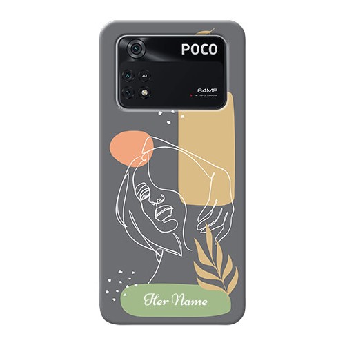 Buy Poco M4 Pro 4G Phone Back Covers: Gazing Woman line art Design