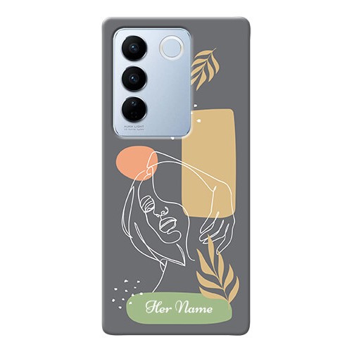 Buy Vivo V27 5G Phone Back Covers: Gazing Woman line art Design