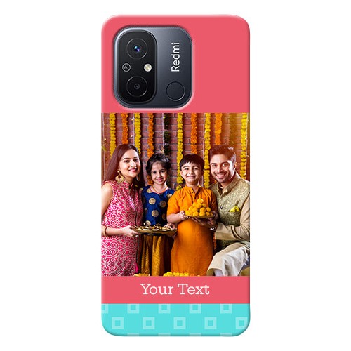 Buy Redmi 12C Mobile Back Covers: Peach & Blue Color Design