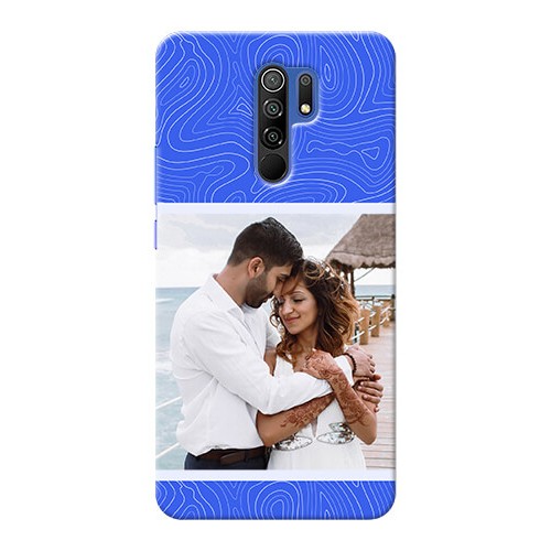 Buy Redmi 9 Prime Mobile Back Covers: Curved line art with blue and ...