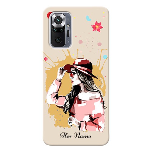 Buy Redmi Note 10 Pro Max Back Covers: Women with pink hat Design