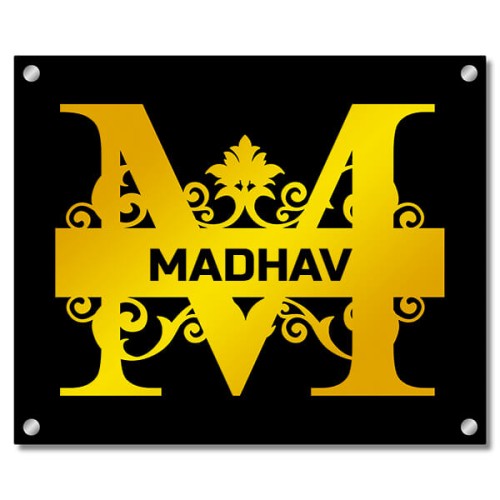 Buy Personalized Premium Monogram Nameplate In Golden Aluminium with ...