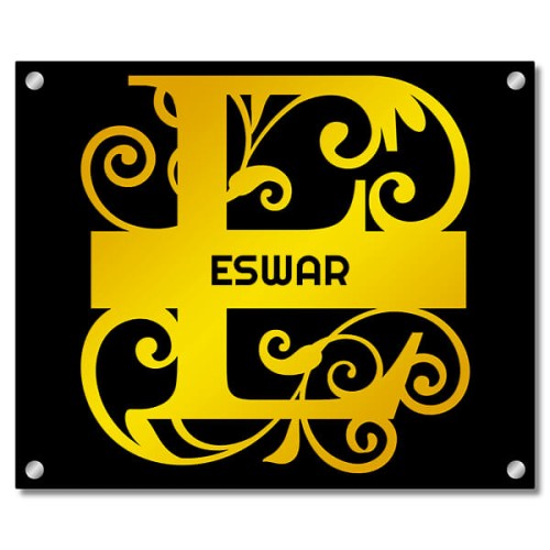 Buy Fancy Design Sign Symbol E Nameplate Golden Premium Aluminium Monogram