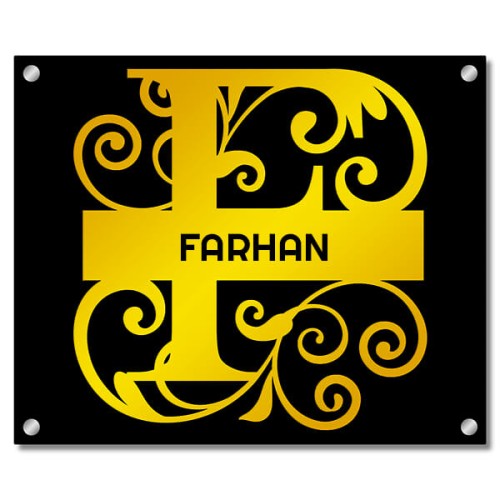 Buy Fancy Design Sign Symbol F Nameplate Golden Premium Aluminium Monogram