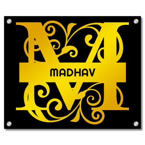 Buy Fancy Design Sign Symbol M Nameplate Golden Premium Aluminium Monogram