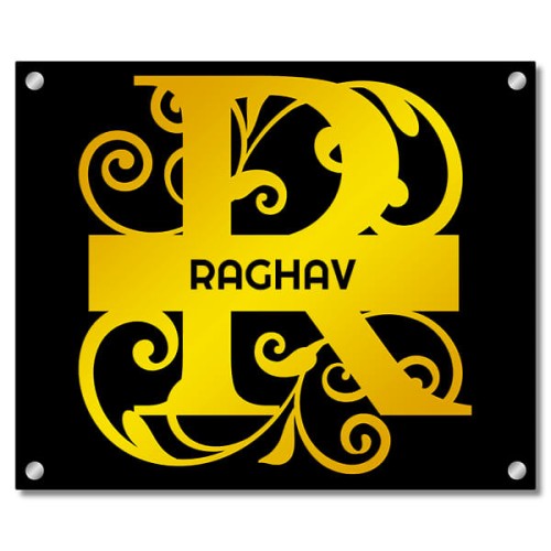 Buy Fancy Design Sign Symbol R Nameplate Golden Premium Aluminium Monogram