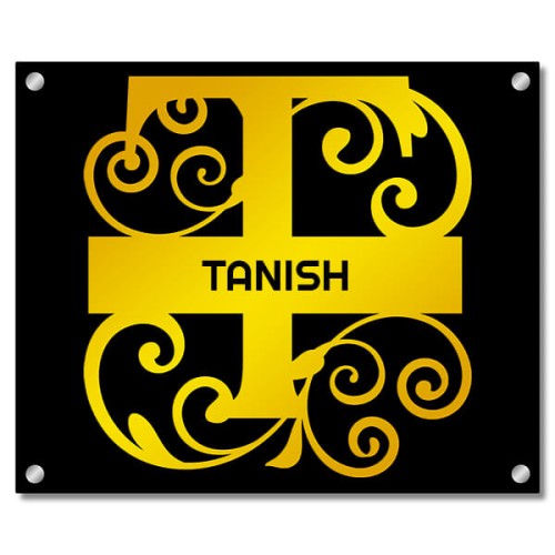 Buy Fancy Design Sign Symbol T Nameplate Golden Premium Aluminium Monogram