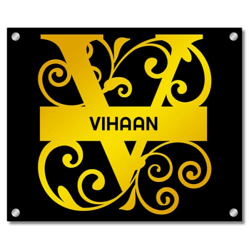 Buy Fancy Design Sign Symbol V Nameplate Golden Premium Aluminium Monogram