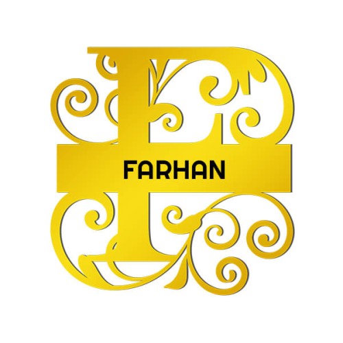 Buy Fancy Design Sign Symbol F Nameplate Golden Aluminium Monogram