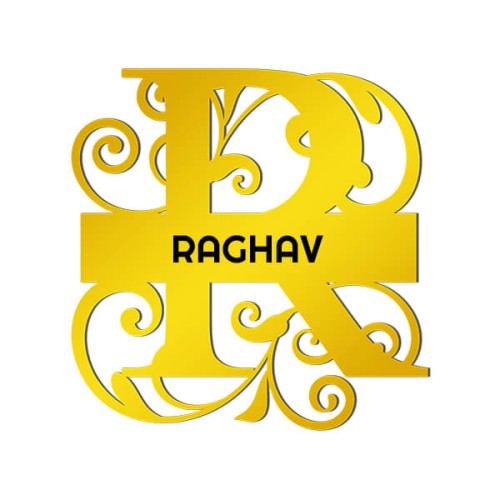 Buy Fancy Design Sign Symbol R Nameplate Golden Aluminium Monogram