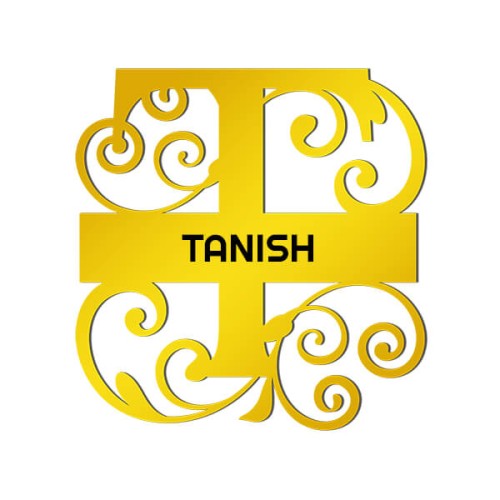 Buy Fancy Design Sign Symbol T Nameplate Golden Aluminium Monogram