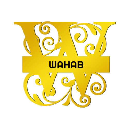 Buy Fancy Design Sign Symbol W Nameplate Golden Aluminium Monogram