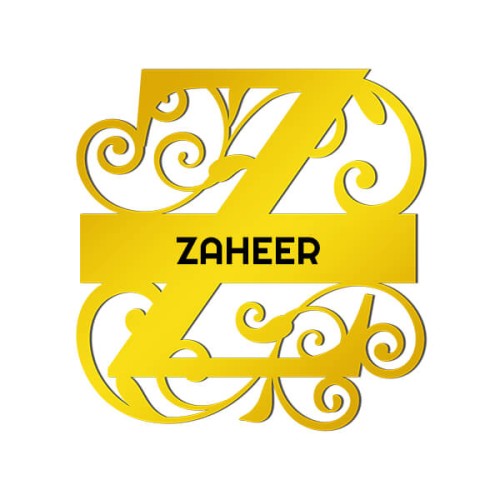 Buy Fancy Design Sign Symbol Z Nameplate Golden Aluminium Monogram