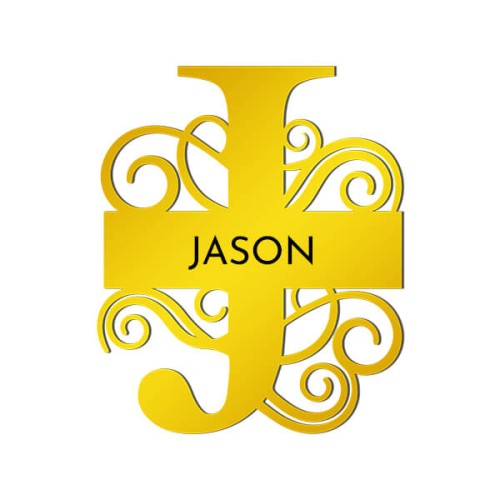 Buy Minimalistic Design Sign for Letter J Golden Aluminium Monogram ...