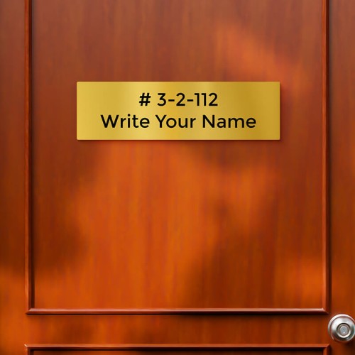Buy Simple Rectangular Design Gold Color Nameplate at our online store ...