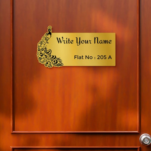 Buy Peacock Design Gold Color Nameplate at our online store printshoppy ...