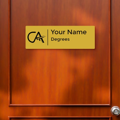 Buy CA Themed Plain Design Gold Color Nameplate