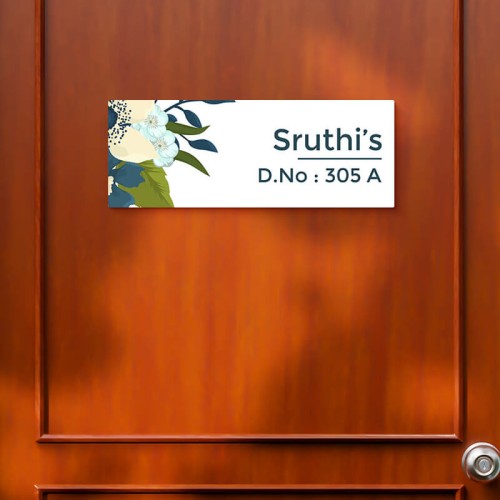 Buy Simple Rectangular Floral Design Glossy Nameplate at our online ...