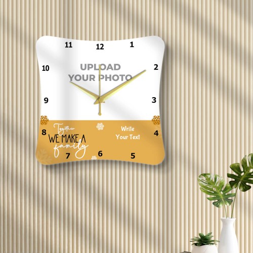 buy Curved Edge Shaped Wth Text Photo Wall Clock