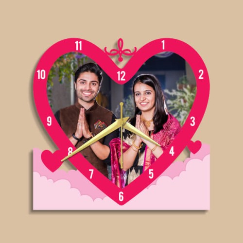 Buy Pink Colored Border Full Pic Upload Design Photo Wall Clock