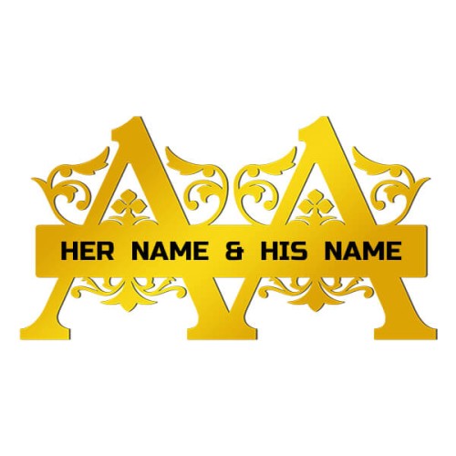 Buy Personalized Golden Aluminium Couple Royal Nameplate