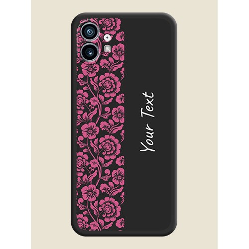 Buy Pink Floral Pattern Design With Custom Text On Space Black ...