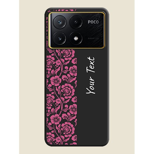 Buy Pink Floral Pattern Design With Custom Text On Space Black ...
