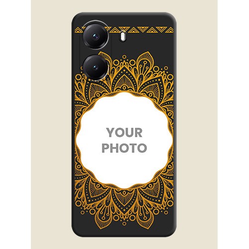 Buy Round Image with Floral Design On Space Black Custom Soft Matte ...