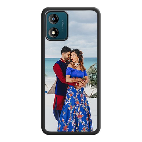 Buy Full Single Pic Upload On Space Black Personalized Soft Matte Phone Covers -Motorola Moto E13
