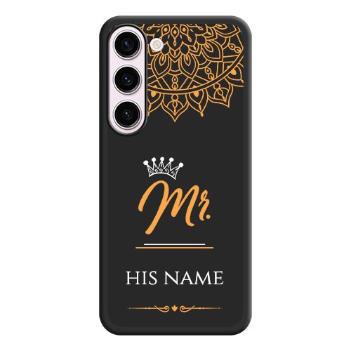 Buy Samsung Galaxy S23 5G Personalised Space Black Soft Matte Cases - Mr Name with Floral Design