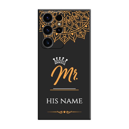 Buy Samsung Galaxy S23 Ultra 5G Personalised Space Black Soft Matte Cases - Mr Name with Floral ...