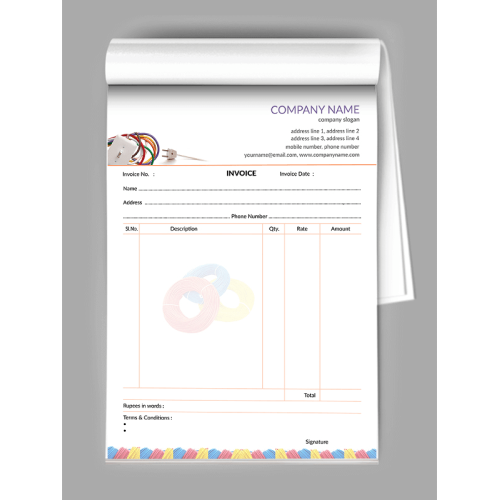 electrical shop Bill Book Design