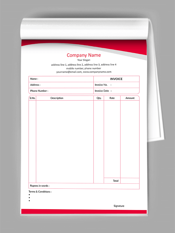 Bill Book Invoice Designs