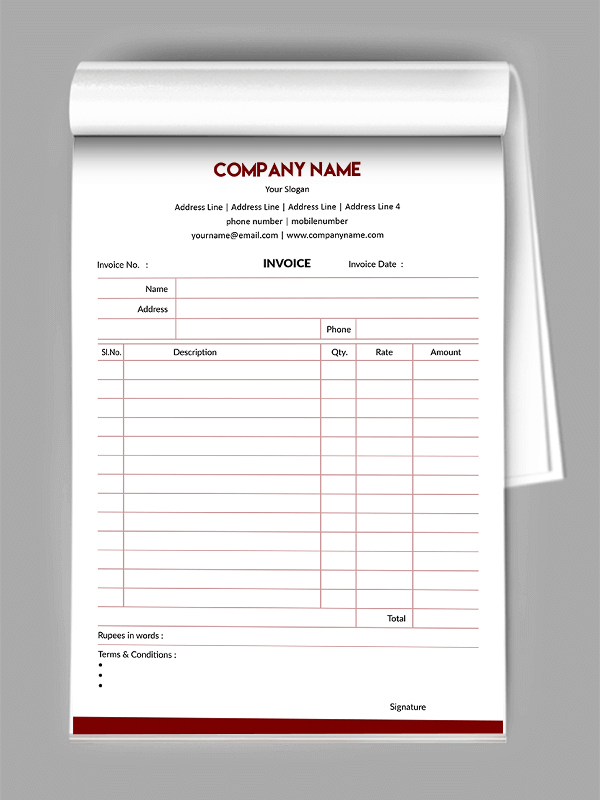 Bill Book Invoice Designs