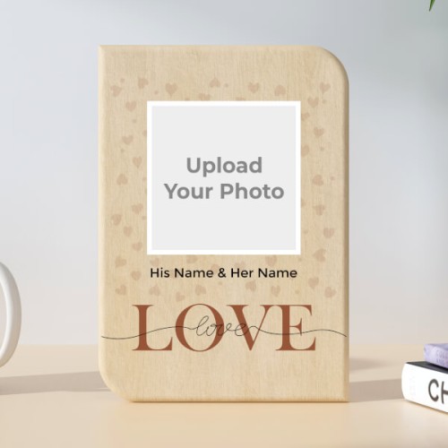 Buy Couple Heart Pattern Square Style Design Portrait Wooden Photo Stand